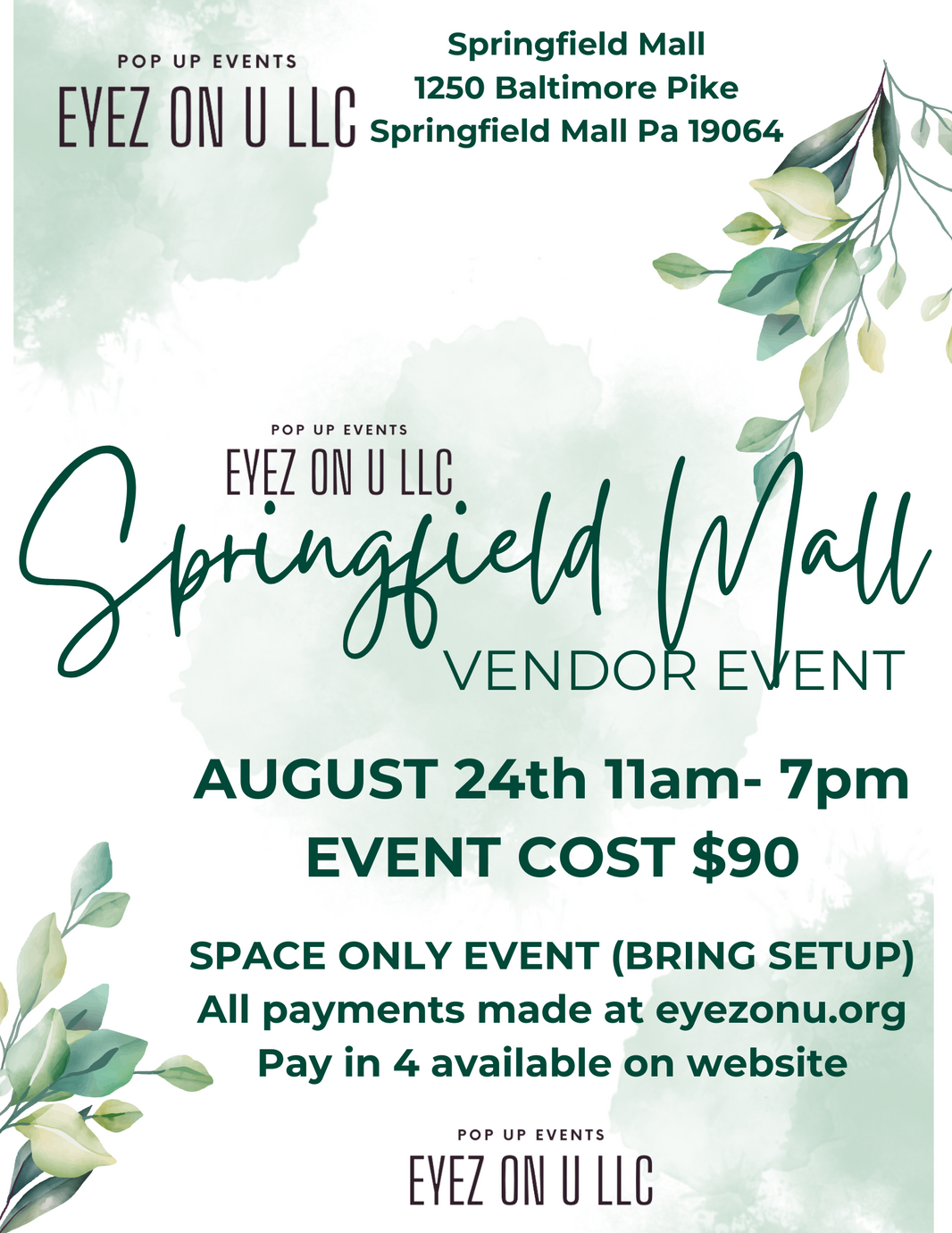 Springfield Mall Vendor Events – Eyez On U Events